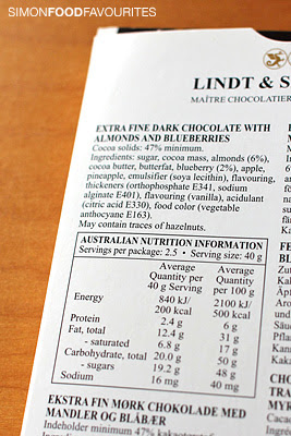 Simon Food Favourites: Lindt Excellence Blueberry Intense Dark ...