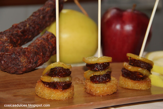Pincho de morcilla de calabaza y manzana - Cosicas dulces...y alguna salada