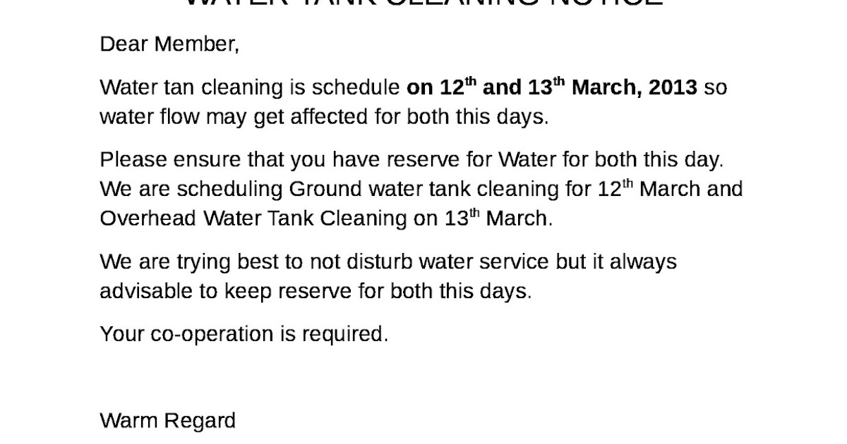 PUNYODAYA PARK CO-OP HSG SOC LTD.: Water tank cleaning Notice