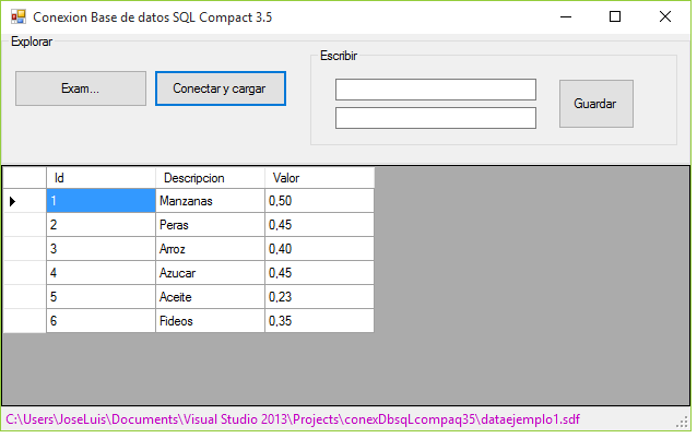 Conectar DatagridView con base de datos Sql Compact 3.5