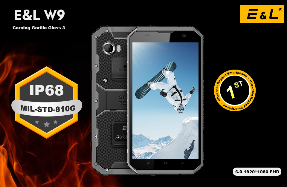 E&L Proofings W9 IP68 Waterproof Dual Camera 4G Rugged Smartphone 6.0 ...