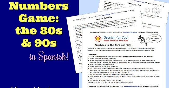 Mommy Maestra: Free Download: Spanish Numbers in the 80s & 90s
