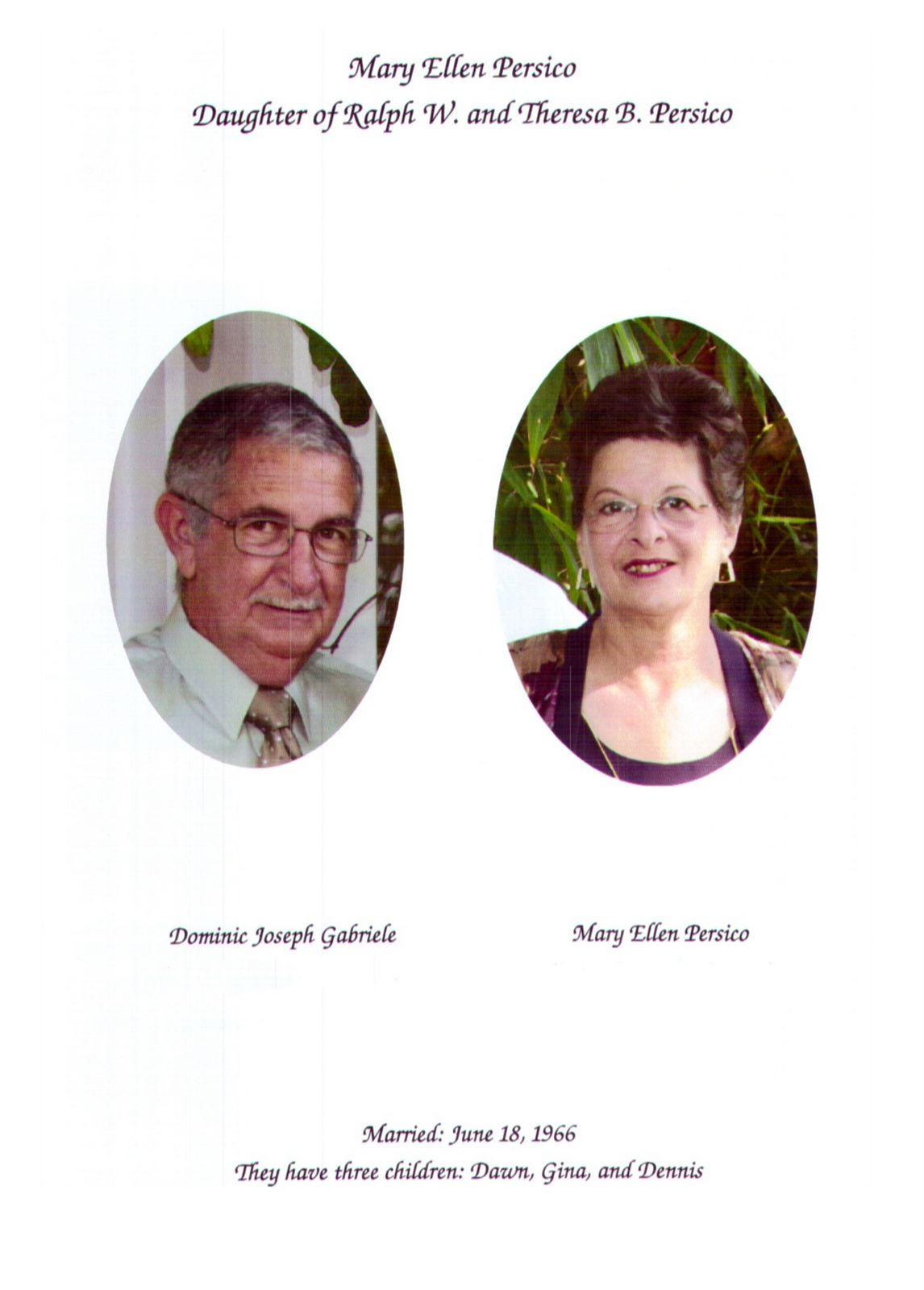 Ralph William Persico & Theresa Barbara Sokolowski Persico: Mary Ellen ...