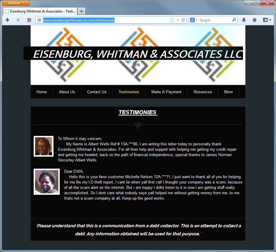 Dynamoo's Blog: Eisenburg, Whitman & Associates LLC ...