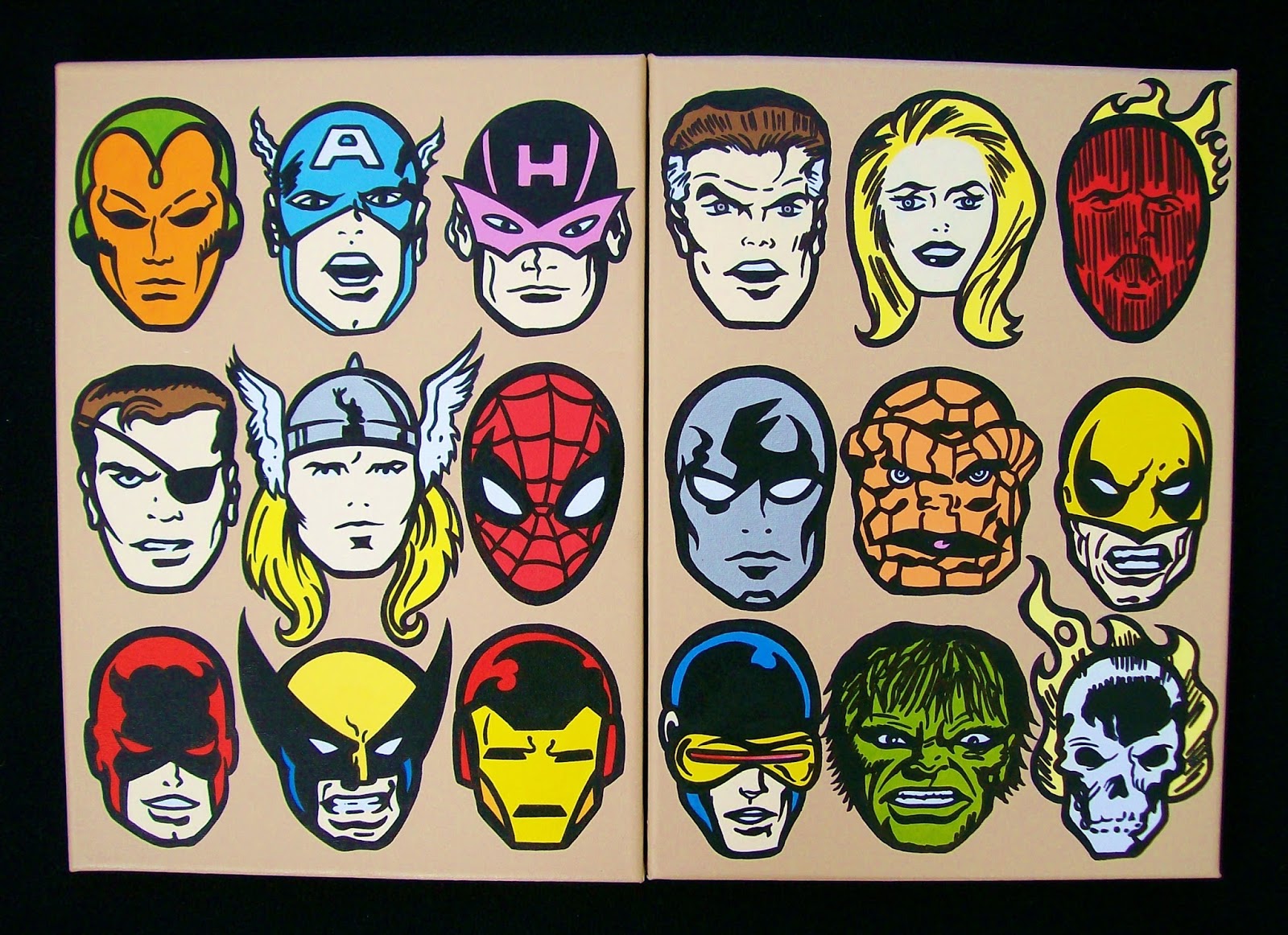 Jdtoonart Cartoon and Comic pop art Paintings: Marvel hero faces