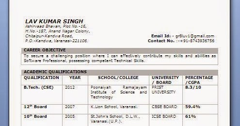B.Tech CSE CV