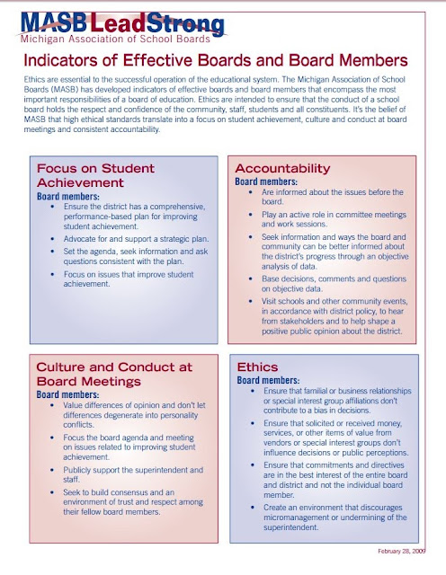 Bridgeport Musings: Indicators Of Effective School Boards And Board Members