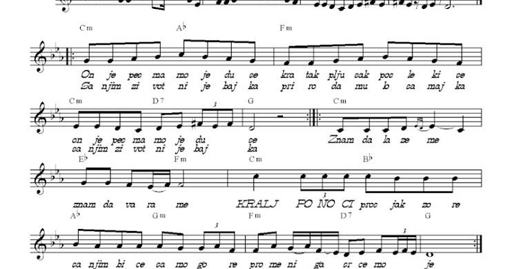 NOTE | DOMACE I STRANE: KRALJ PONOĆI NOTE AKORDI TEKST