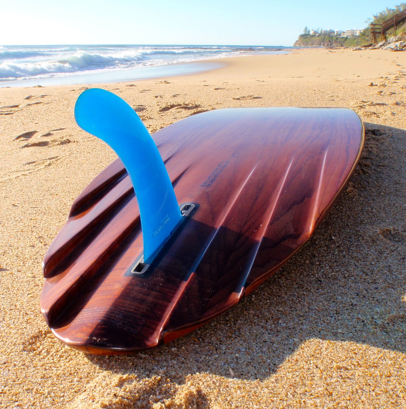 Jason Oliver Wooden Surfboards: 6 Channel re-cycled Red Cedar single fin