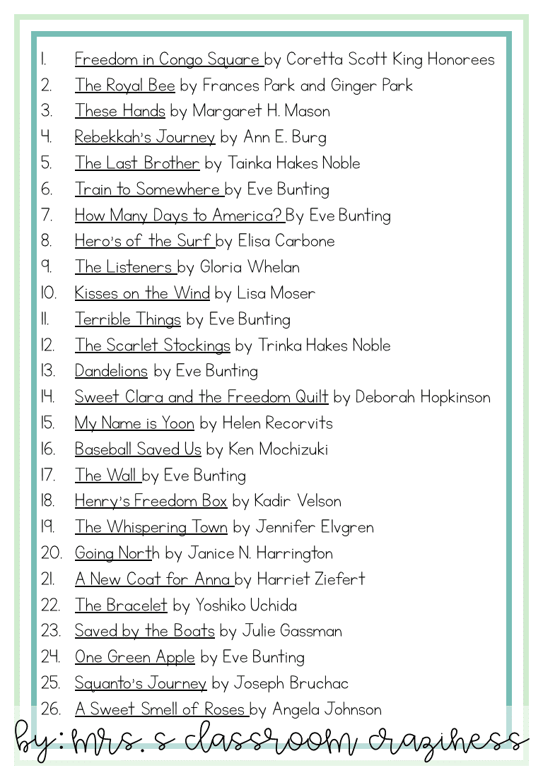 Historical Fiction Picture Books for Middle School | Mrs. S Classroom ...