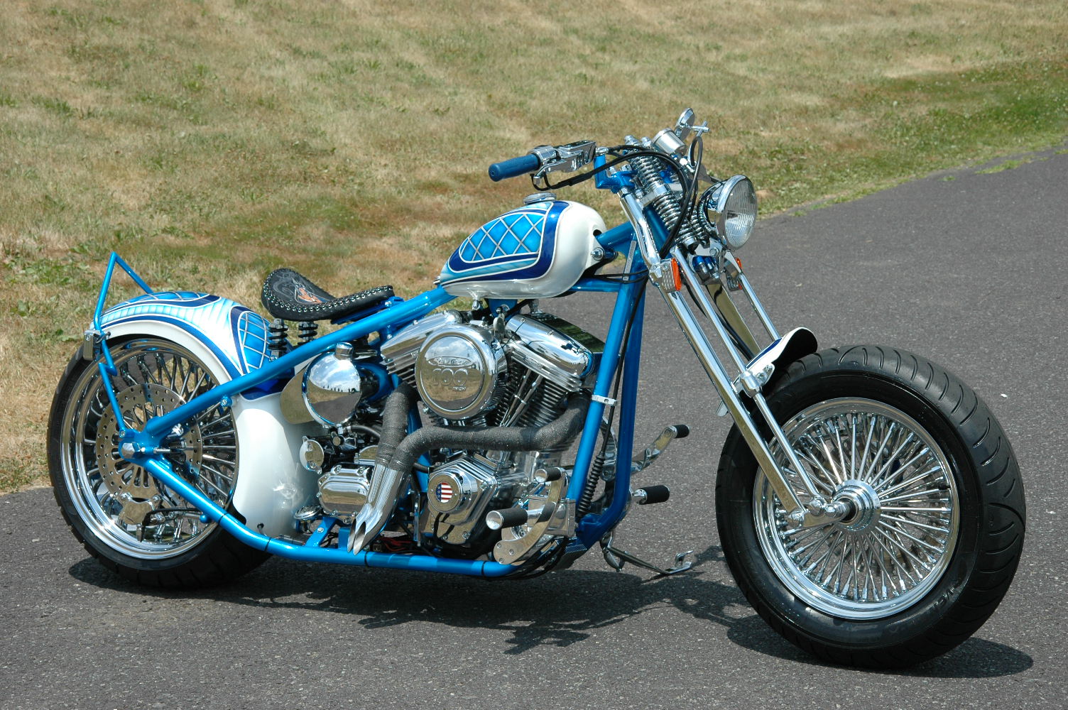 biker excalibur II: PSYCHEDELIC BLUE RIGID BOBBER by American classic ...