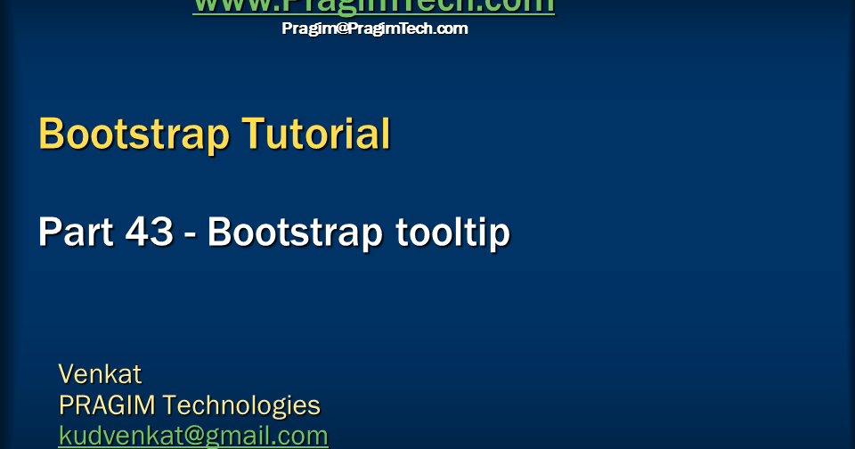 Sql Server Net And C Video Tutorial Bootstrap Tooltip