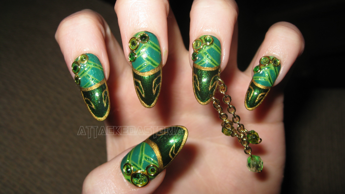 Attackedastoria Nails: The Avengers/Loki inspired nails..