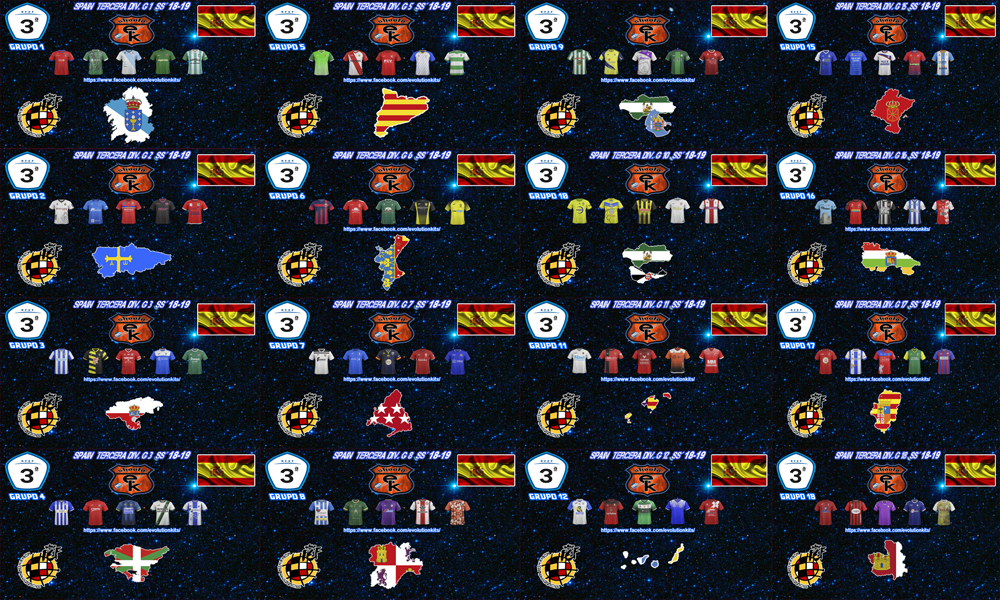 EVOLUTION KITS: SPAIN Third Division Groups 1-18 SS´ 18-19