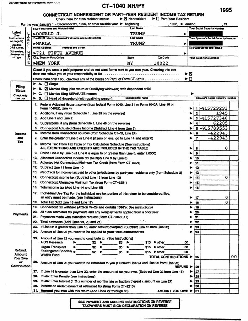 Donald Trump Leaked 1995 Income Tax Return Documents Revealed How He ...
