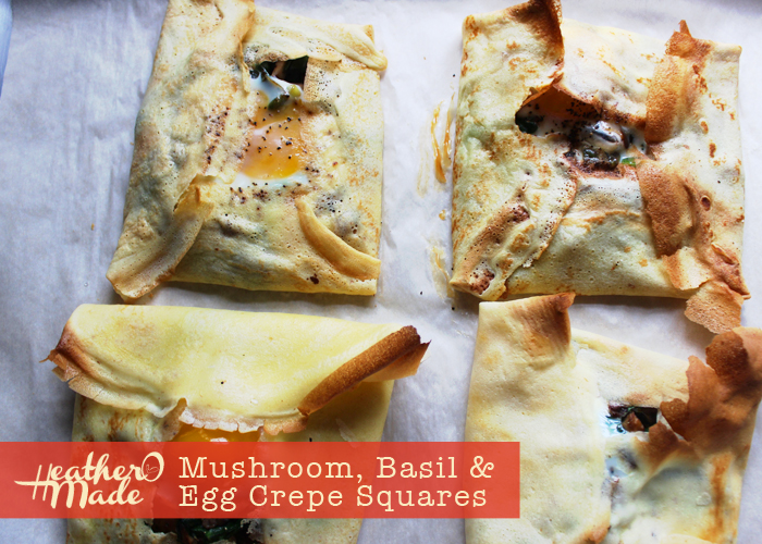 Heather O Made: Mushroom, Basil & Egg Crepe Squares