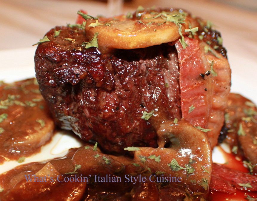 Bacon Wrapped Angus Prime Rib Filet Mushroom Marsala Recipe | What's ...