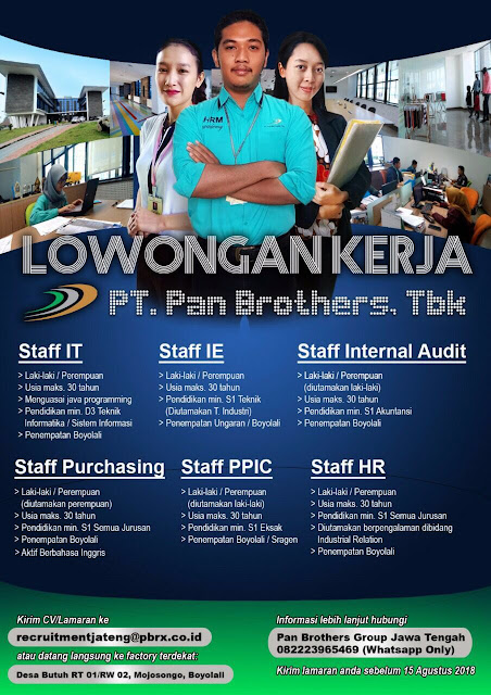 Informasi Lowongan Kerja : Loker PT PAN Brothers, Tbk