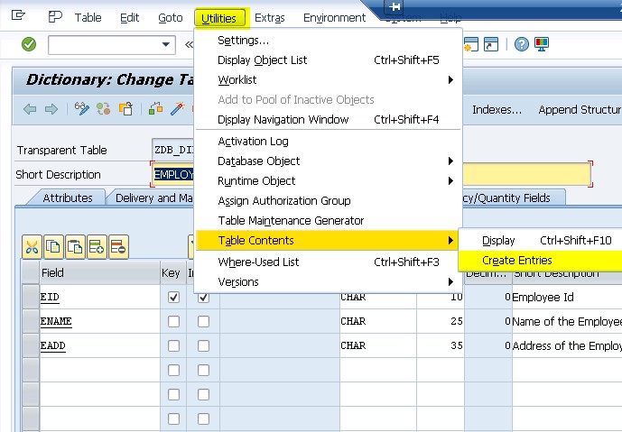 Amarmn.com - SAP ABAP, SAP UI5, SAP Fiori: CREATE DB TABLE USING DIRECT METHOD