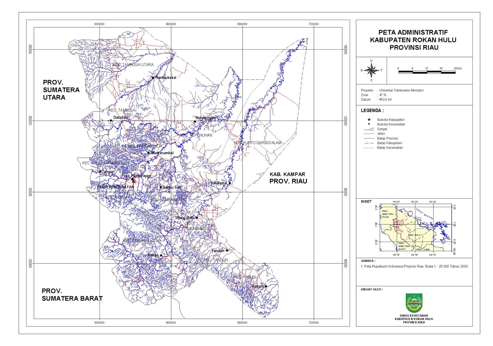 Peta Kabupaten Rokan Hulu