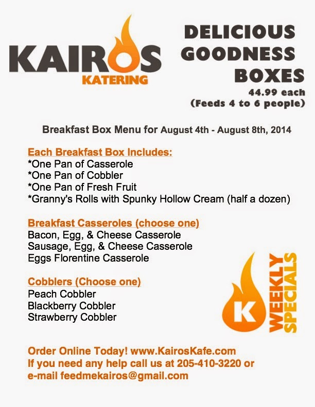 What's Cooking at Kairos: Kairos BREAKFAST Box Menu: August 4th- August ...
