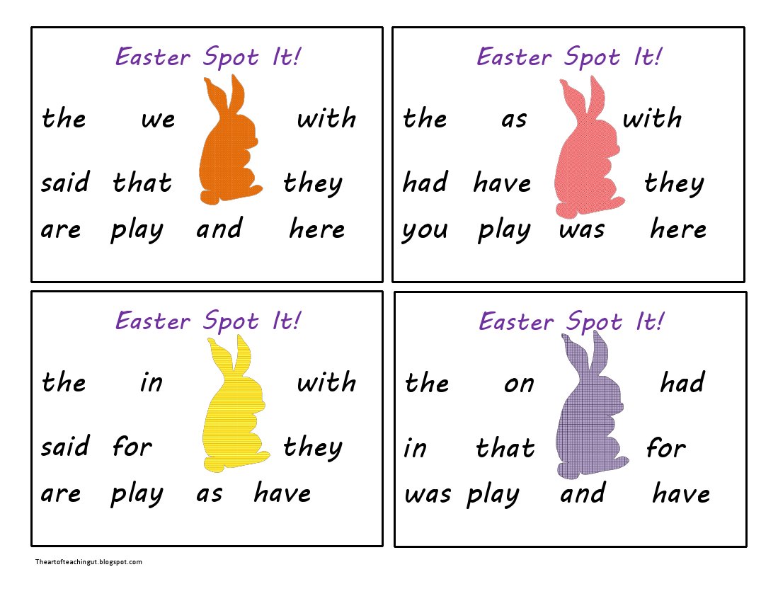 The Art of Teaching: A Kindergarten Blog: FREEBIE! Easter Sight Word Game