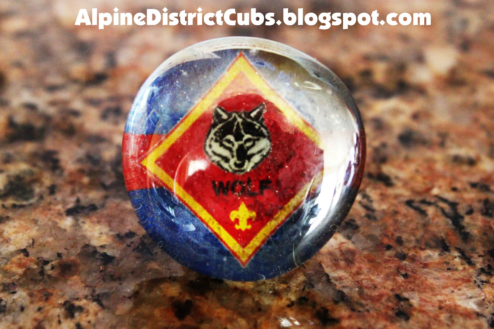 Alpine District Cub Scouts: Glass Stones Blue and Gold Neckerchief Slide