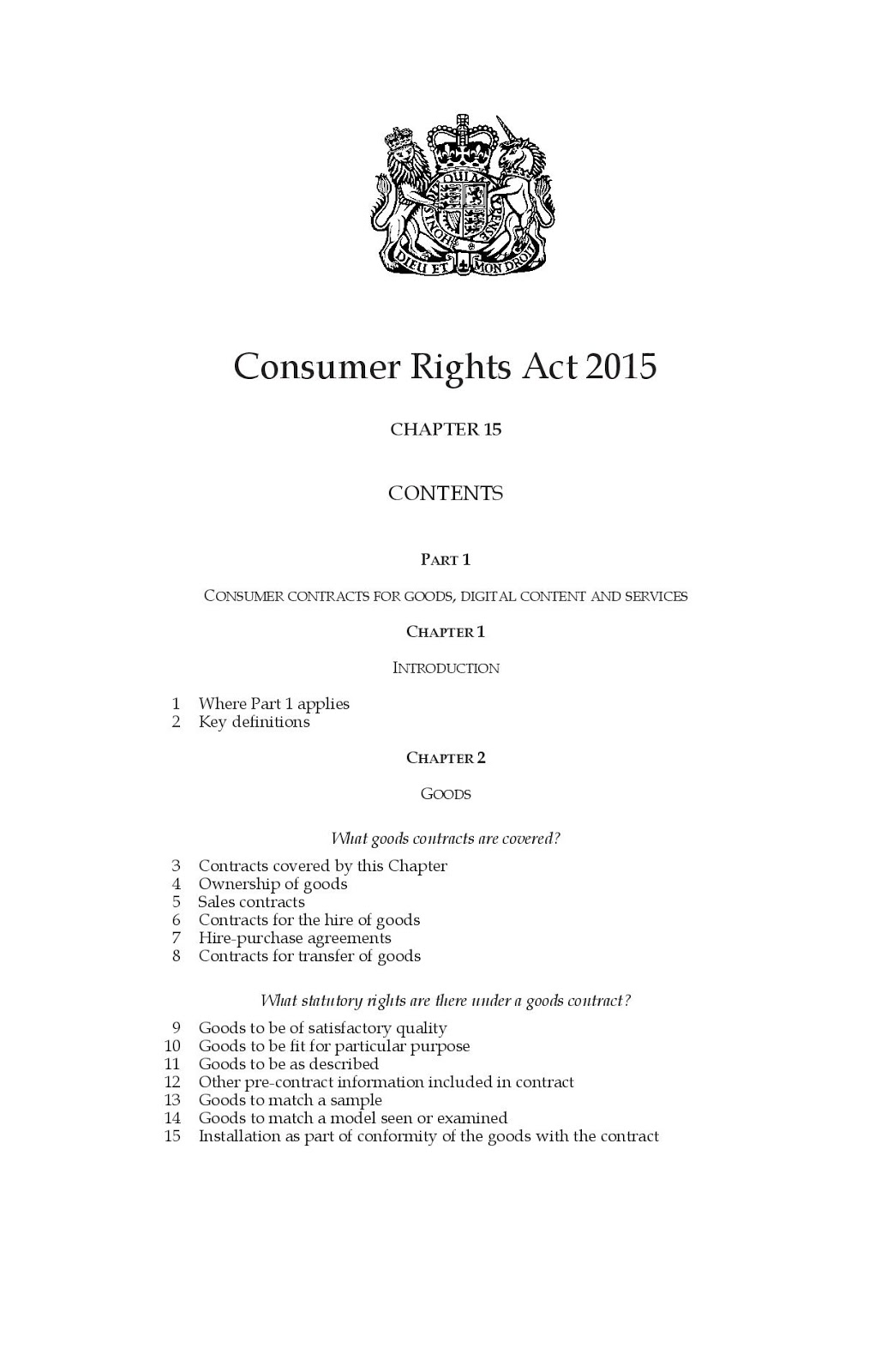 KNOWLEDGE FOR ALL: CONSUMER RIGHTS ACT 2015, UK