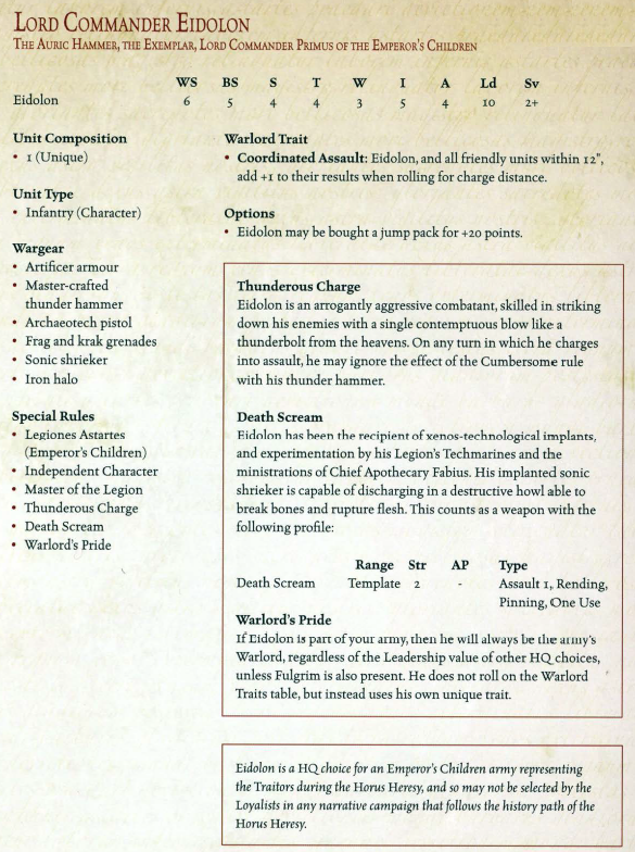 Victorian Miniature Gaming: 40k Legends: Lord Commander Eidolon of the ...