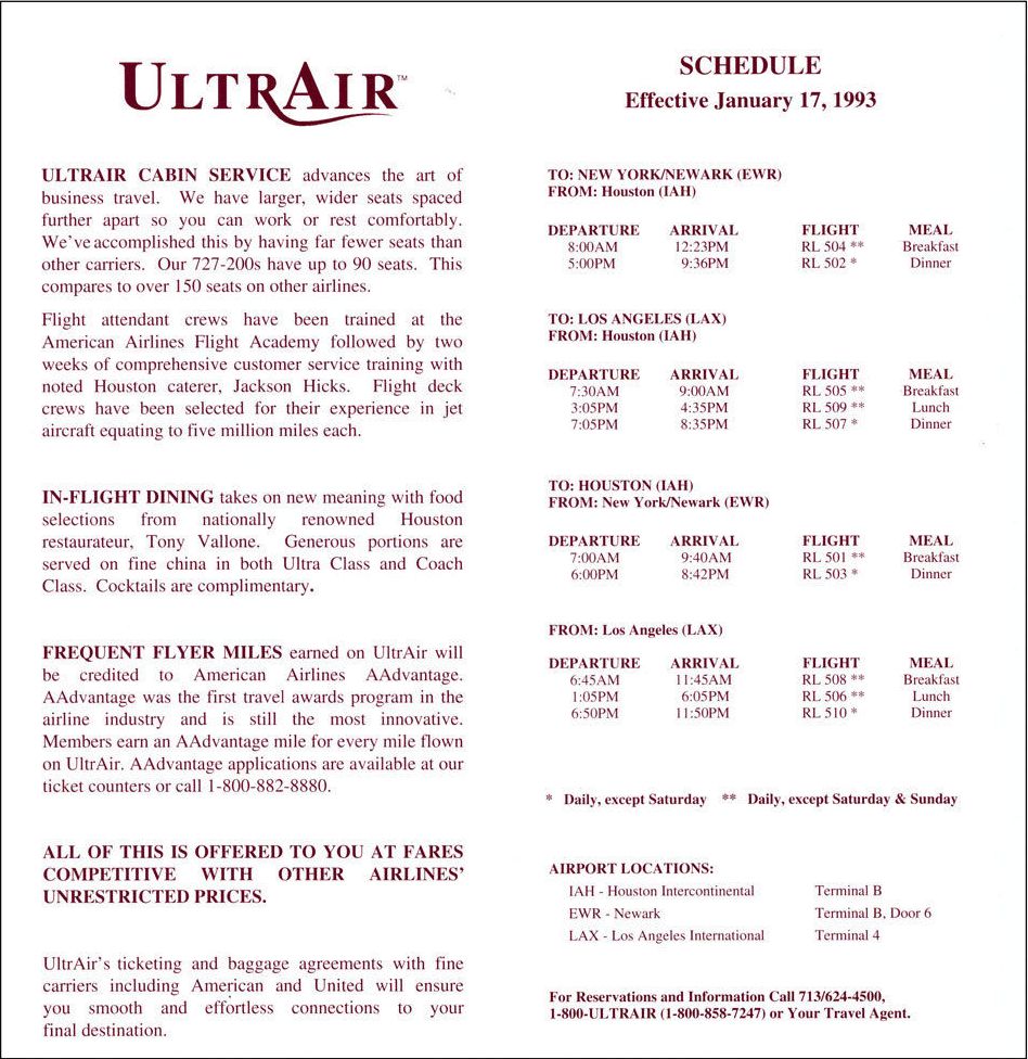 Airline memorabilia: UltrAir (1993)