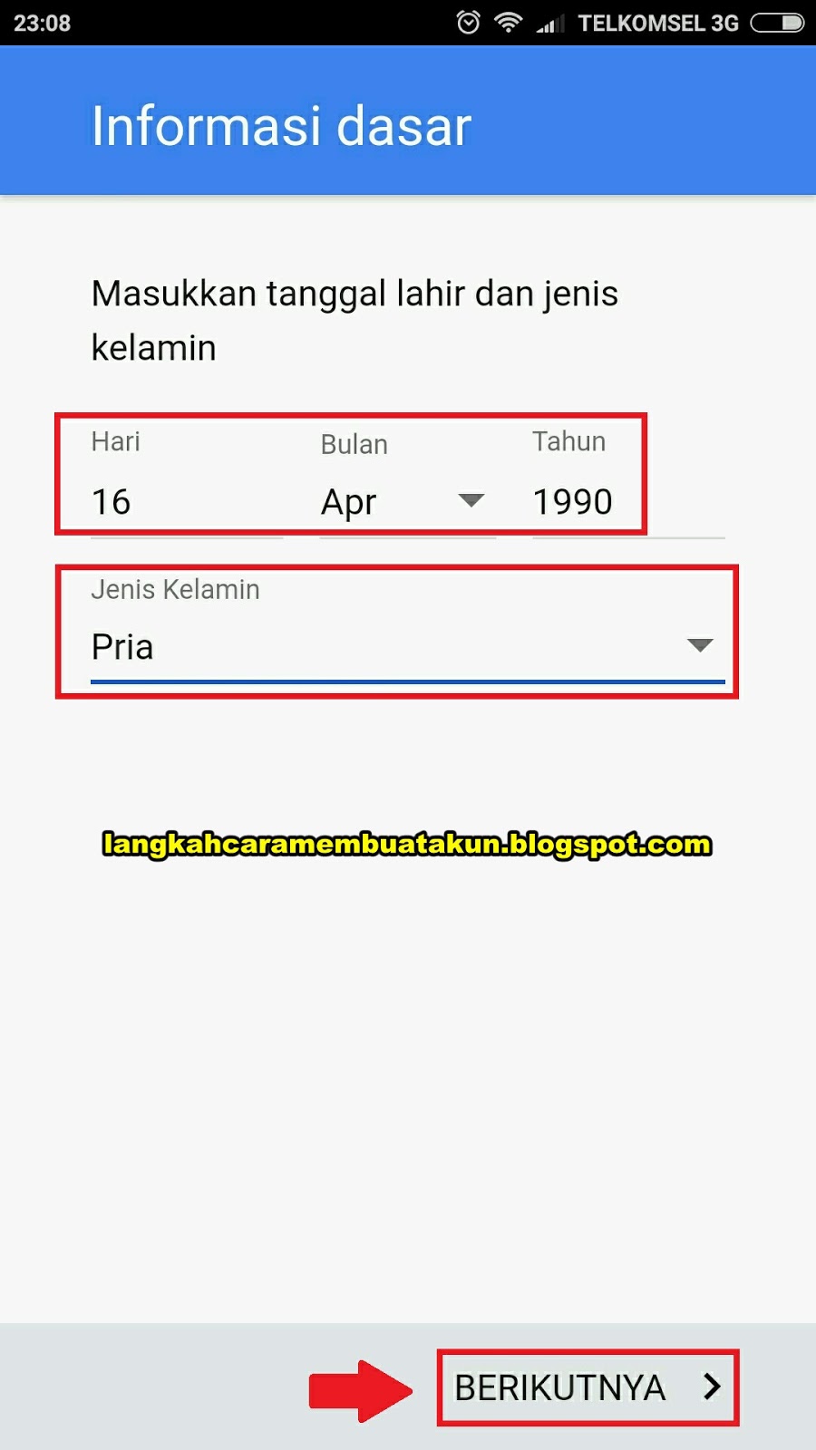 Cara Daftar Email Gmail Baru di Hp Android (5 menit selesai) | Contoh ...