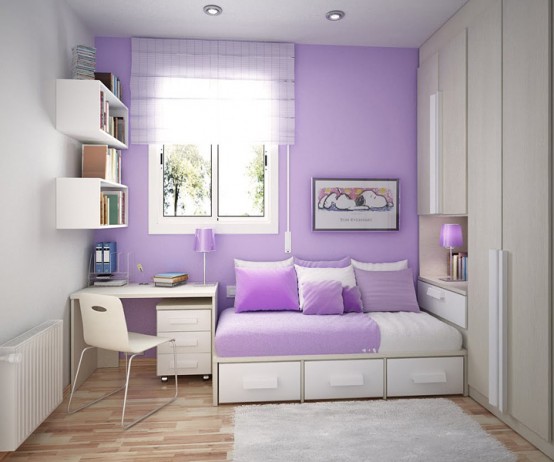 Interior Design with Combination of White Violet