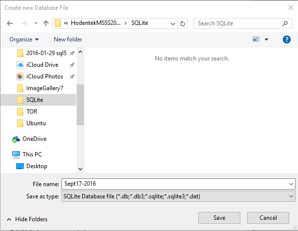 HodentekMSSS: SQLite using Visual Studio Community 2015 Update 3