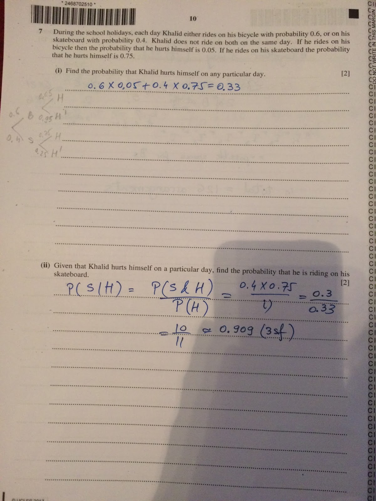CIE – 9709 MATHEMATICS, Probability & Statistics 1, May/June 2017 ...