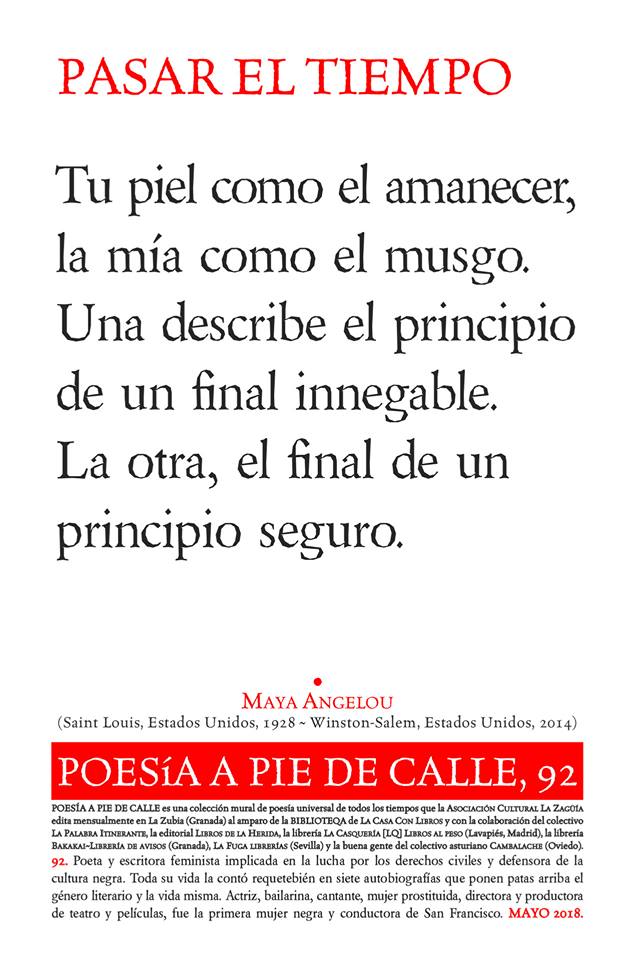 Poesía a Pie de Calle, 92: Un poema de Maya Angelou