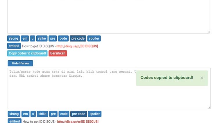 Update Copy To Clipboard Parser Codes Untuk Disqus Blog AMP