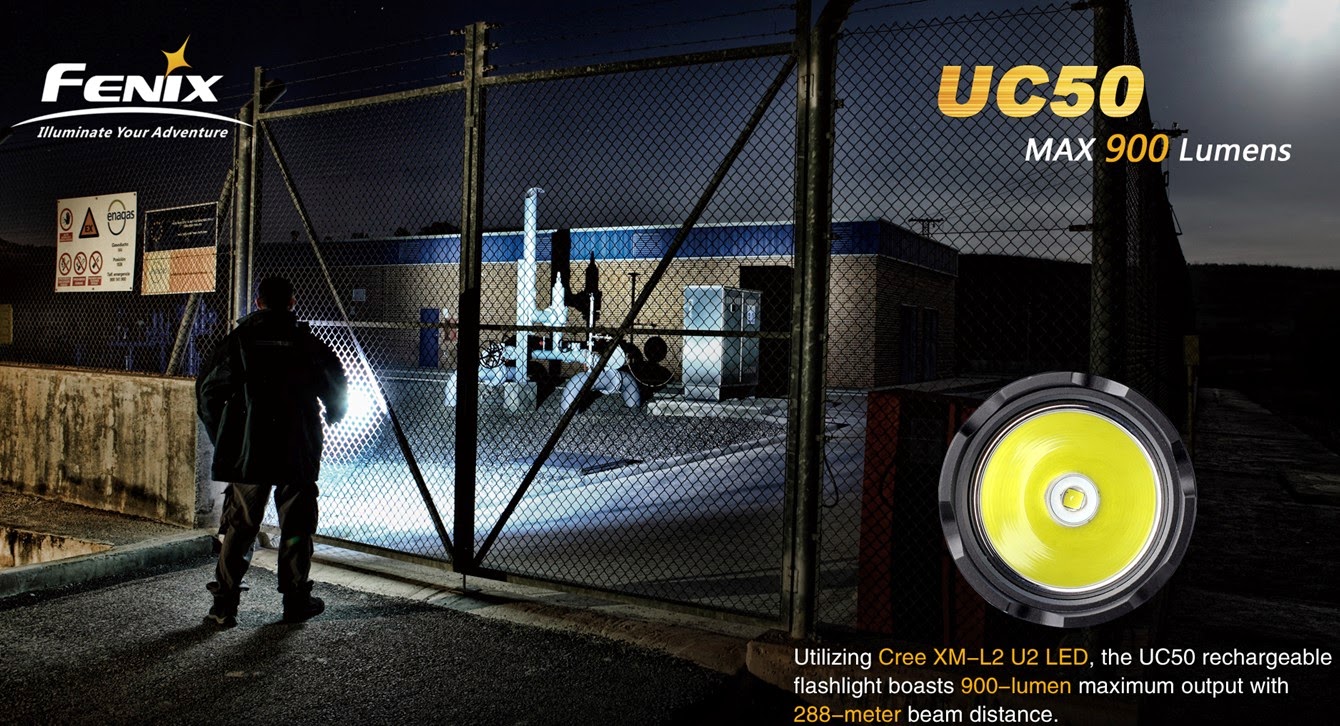 Fenix UC50 rechargeable flashlight(900 lumens, charging cradle ...