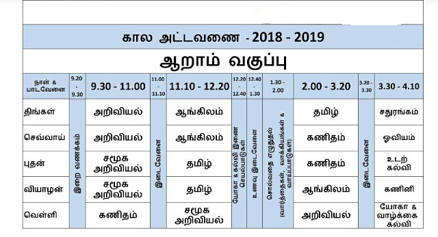 6,7,8th Standard - New Class Time Table : ~ IIT_JEE_GATE_TRB_TET_TNPSC ...