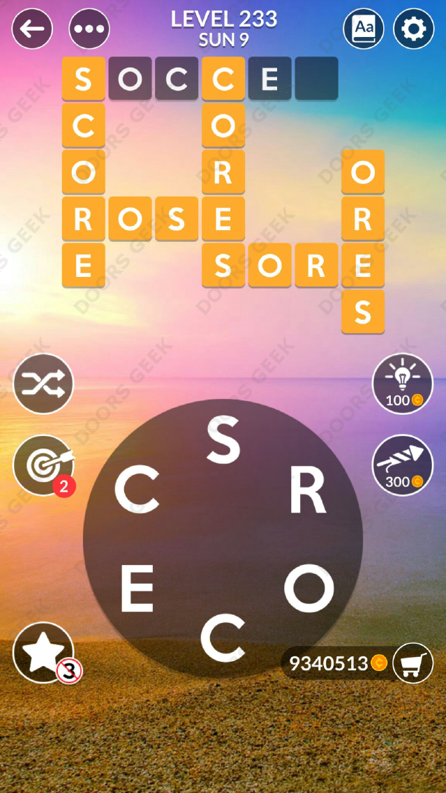 Wordscapes Level 233 Answers ~ Doors Geek