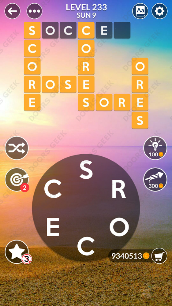 Wordscapes Level 233 Answers ~ Doors Geek