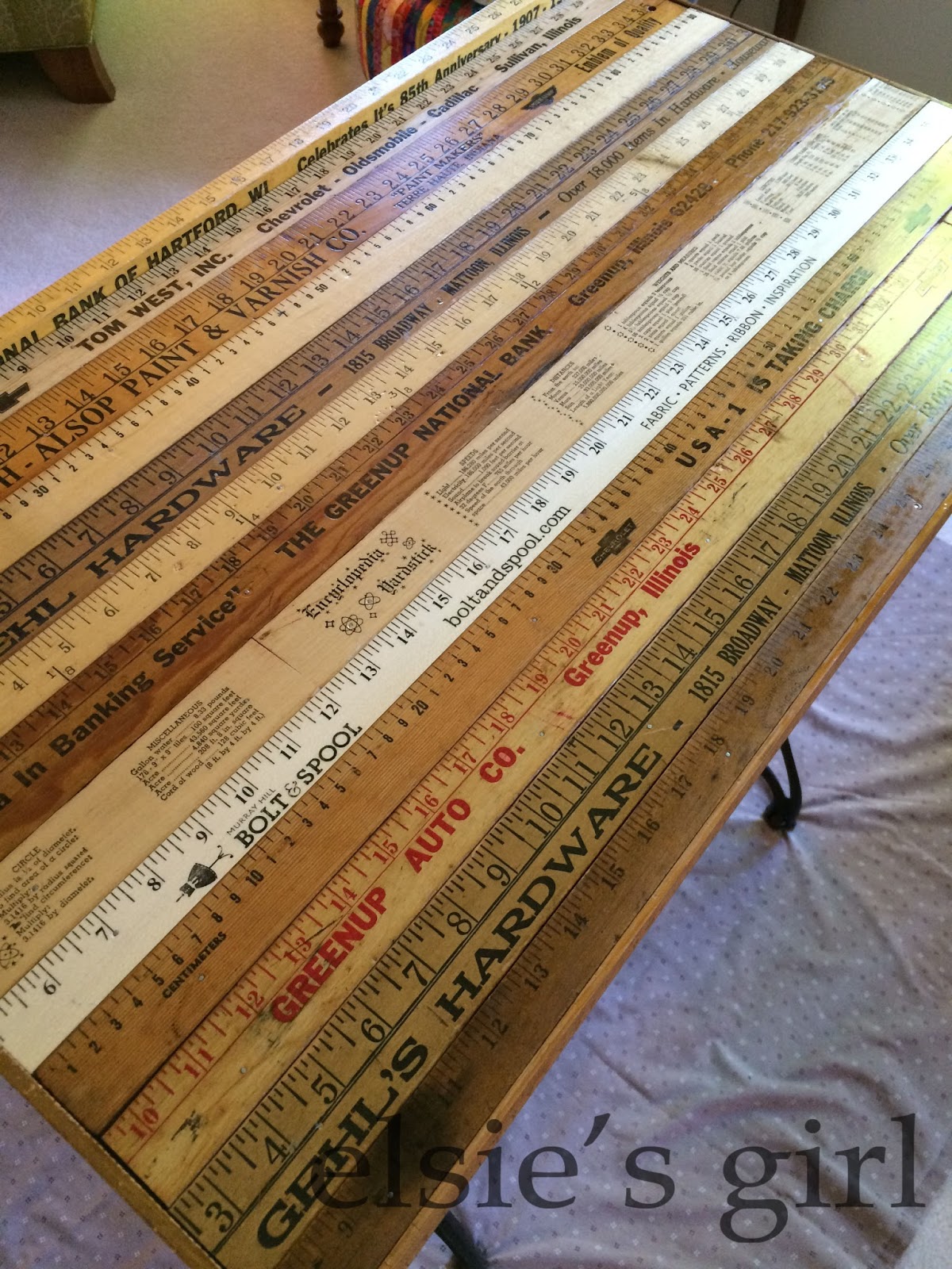 elsie's girl: DIY yardstick table top