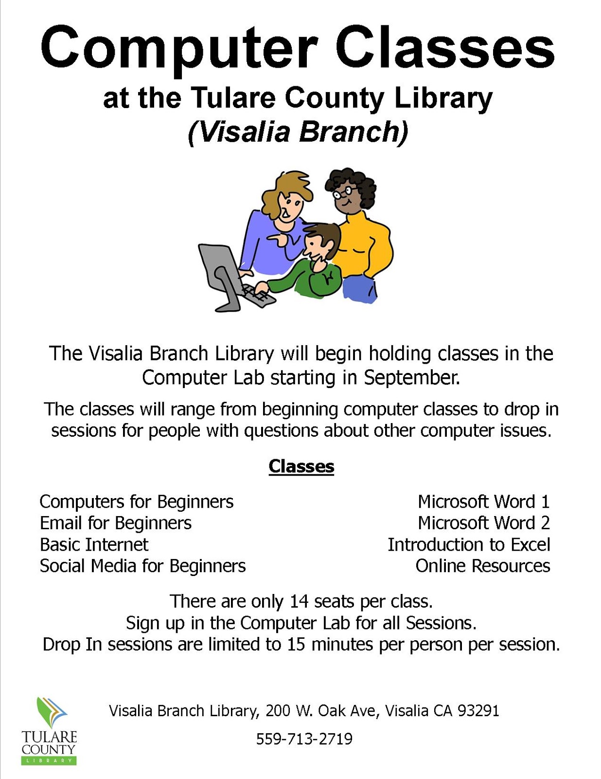 Tulare County Library News And Events Computer Classes At The Visalia