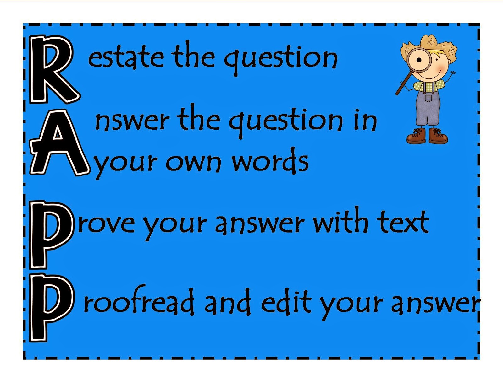 Who's Who and Who's New: RAPP- Restate, Answer, Prove, Proofread