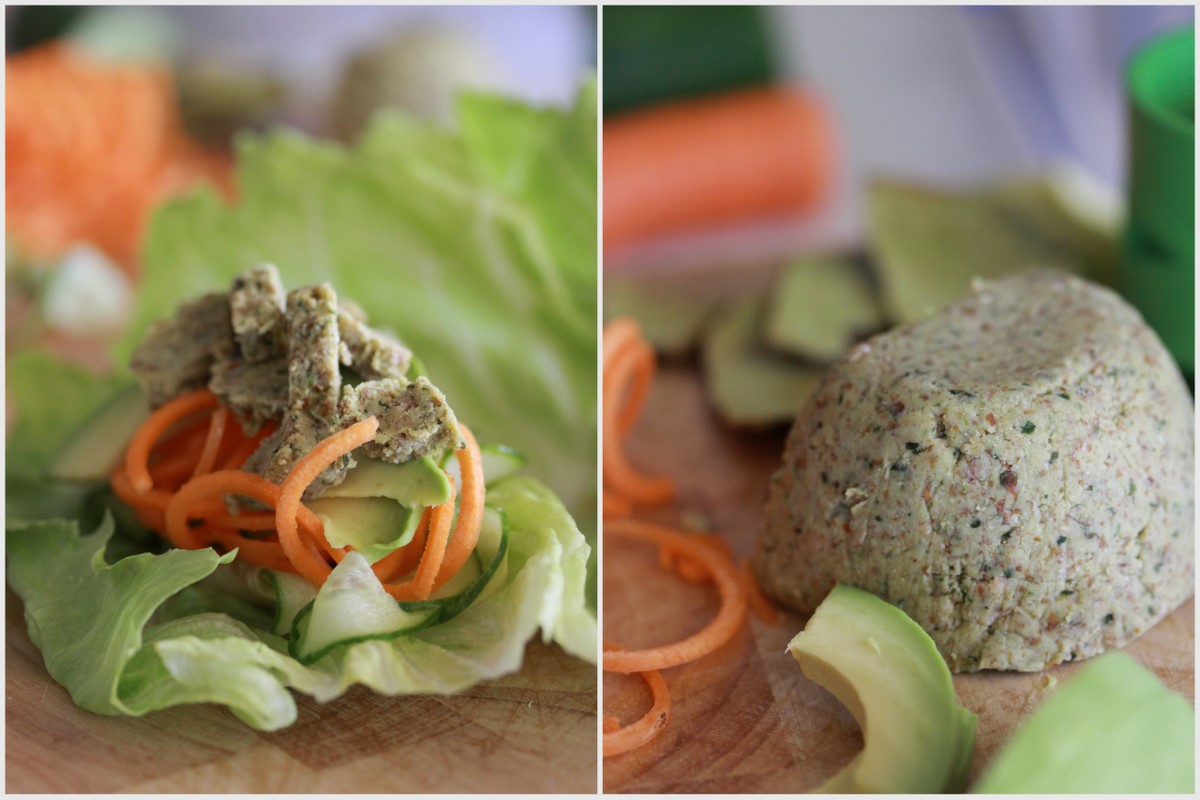 Nut Pulp Pate on a Raw Platter and in Wraps