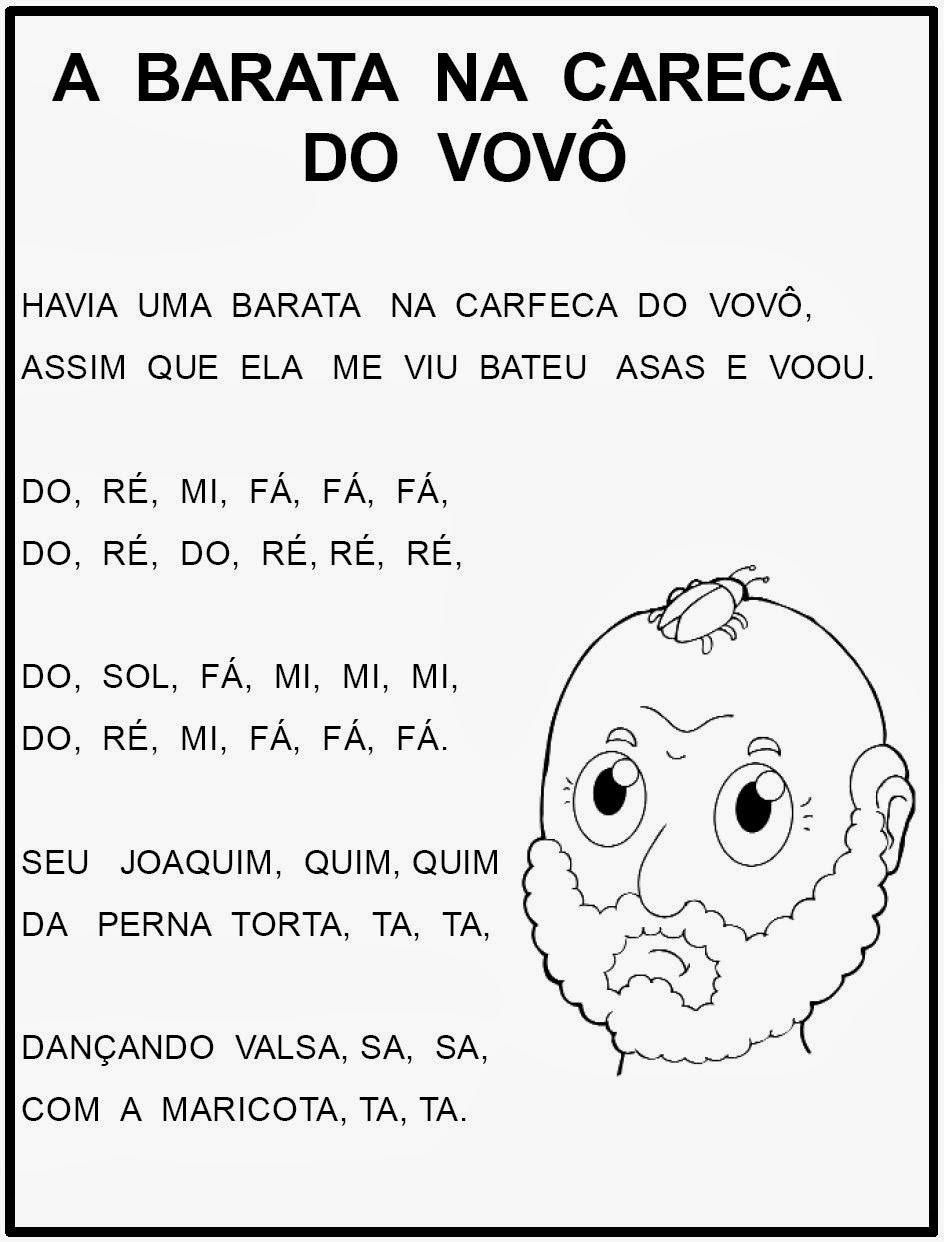 Atividades Educação Infantil: MUSICA A BARATA NA CARECA DO VOVO