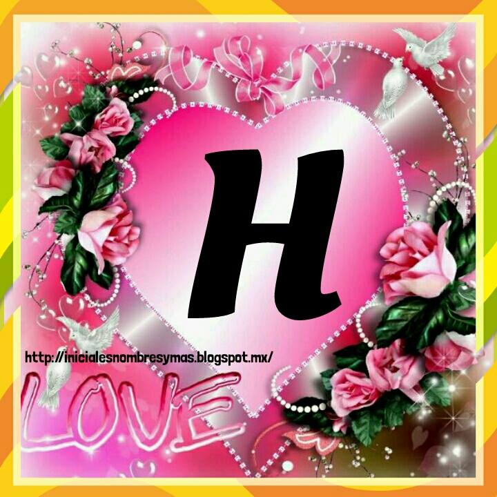 Iniciales Nombres y Más: Corazón rosa con iniciales de la A a la I