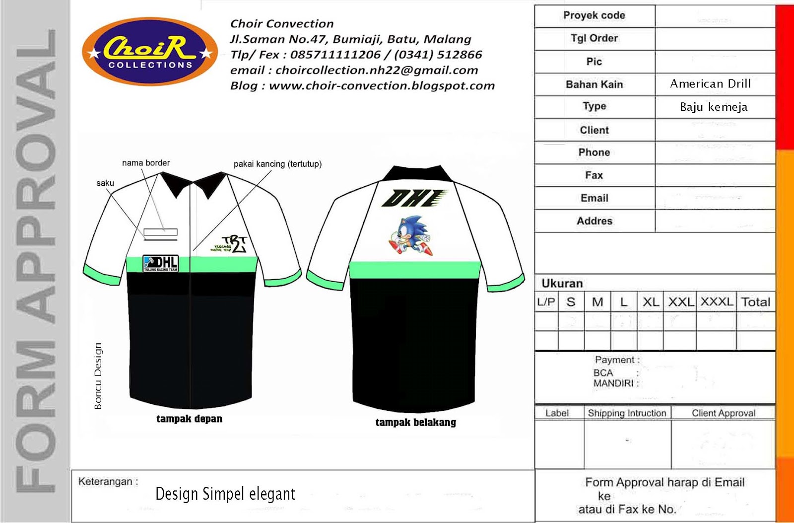 Choir Convection: Pemesanan