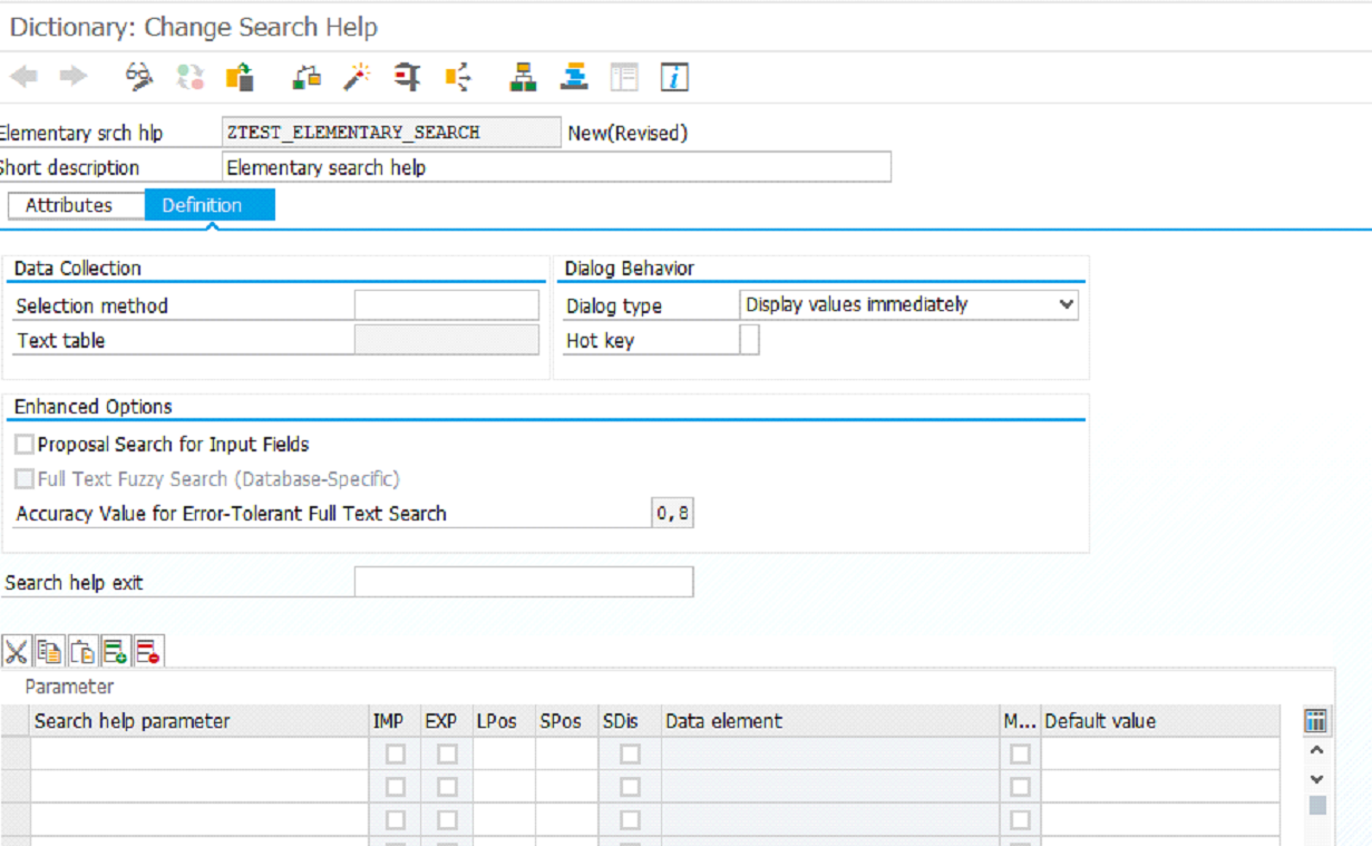 SAP Technical: HOW TO CREATE AN ELEMENTARY SEARCH HELP
