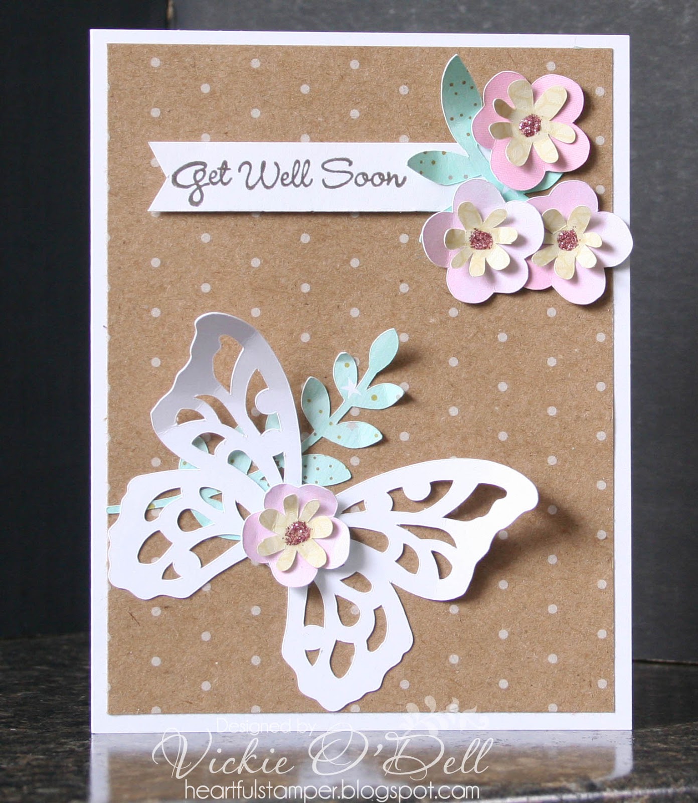 HeARTful Stamper: White Butterfly Get Well Card