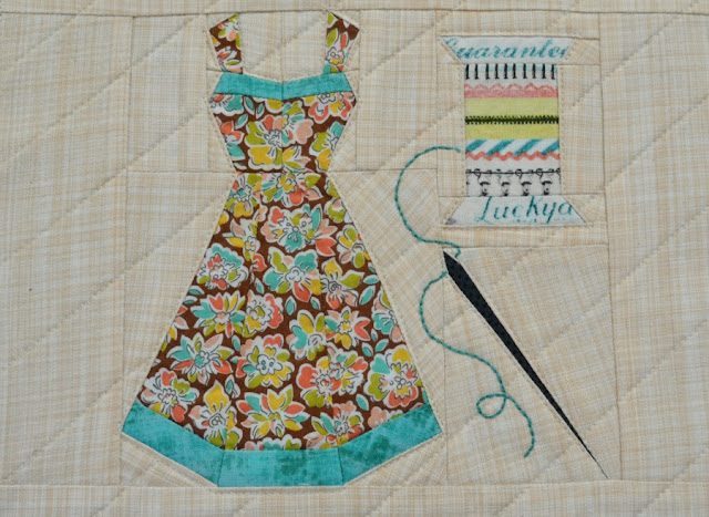 Bear, Dolly and Moi: vintage dress mini quilt